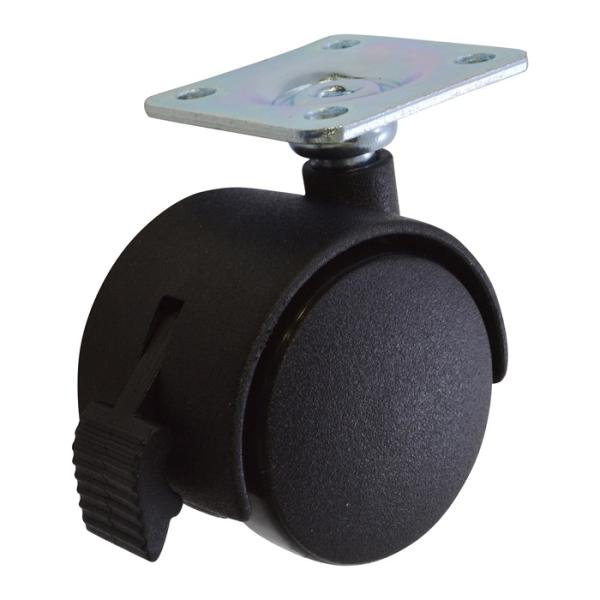 デザインキャスター(双輪タイプ)として使用。椅子、机などに。※画像は代表画像です。車輪がナイロンとウレタンがあります。軽量。