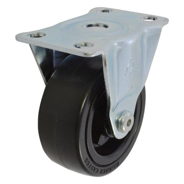 一般的なキャスターとして使用。車輪がゴムで弾性を持っているため、クッション性を要求される場合には最適。固定タイプ。車輪径：38mm車輪幅：17mm許容荷重：200N許容荷重：20.4kgf