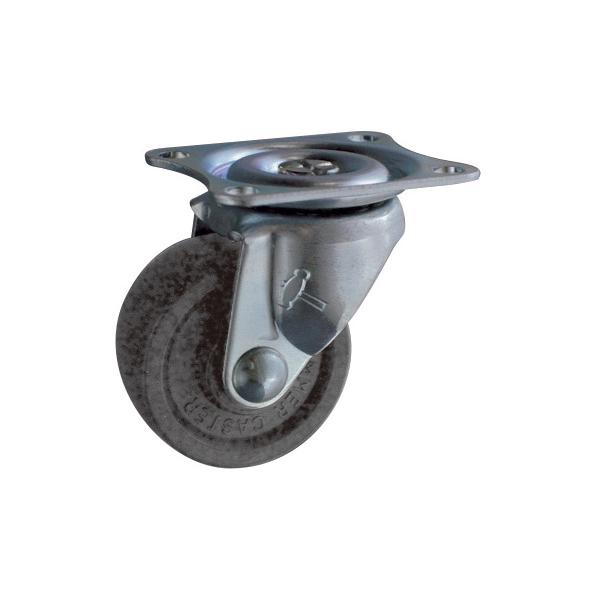 一般的なキャスターとして使用。車輪はウレタンゴム車。弾性を持っているため、クッション性を要求される場合には最適。自在タイプ。