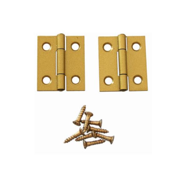 家具・建具の組立・補修等に最適な蝶番です。●家具・建具の開き扉用丁番。●開き戸の開閉軸に用いる金物です。仕様・注意事項：●サイズ：25mm。●カラー：仕上：ゴールド。●入数：2。●材質：鉄