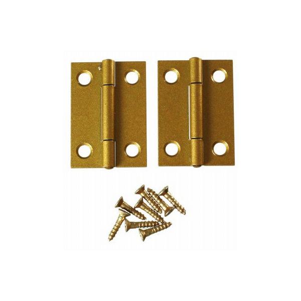 家具・建具の組立・補修等に最適な蝶番です。●家具・建具の開き扉用丁番。●開き戸の開閉軸に用いる金物です。仕様・注意事項：●サイズ：32mm。●カラー：仕上：ゴールド。●入数：2。●材質：鉄
