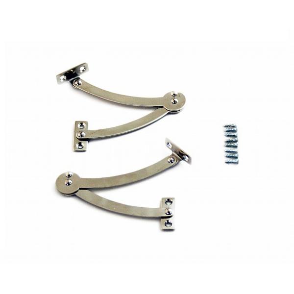 ●小箱などの蓋の留金具。●蓋を一定の角度で保持するための金具です。仕様・注意事項：●l座。●左右組。