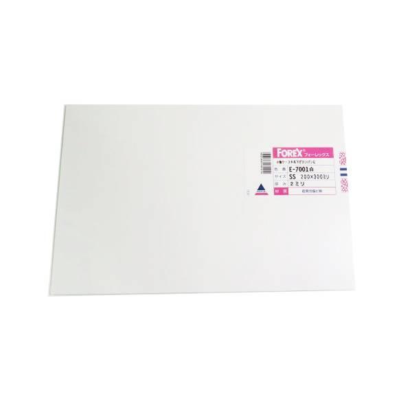 材料：低発泡エンビ板(FOREX)色番：E7001色調：白厚み：2mm(許容差±0.2mm)サイズ：200X300mm(寸法誤差±0.5mm)耐熱温度：約50℃比重：0.7注意※火気の近くでは絶対に使用しないでください。※シンナー、アルコー...