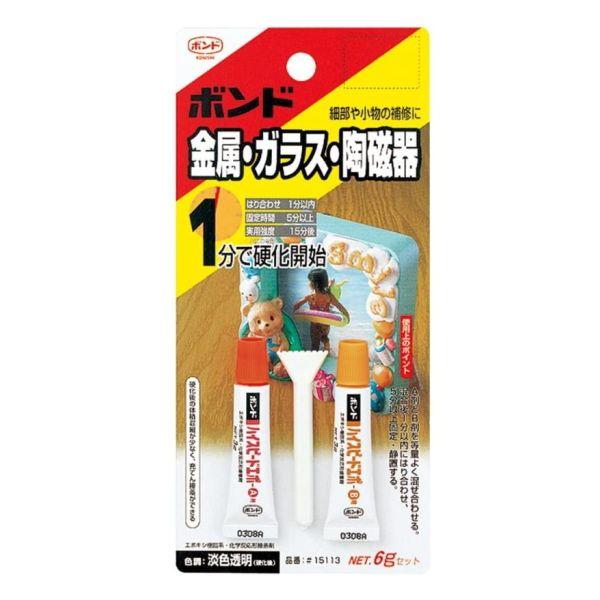 【特徴】●耐久性●耐水性●充てん性●2液混合型●1分硬化開始●金属・木・陶磁器製の小物や細部のスピード接着●アクセサリーの製作・補修●置物の補修●電化製品、日用品の補修●スポーツ・レジャー用品の修理【仕様】●エポキシ樹脂系●内容量：6gセッ...