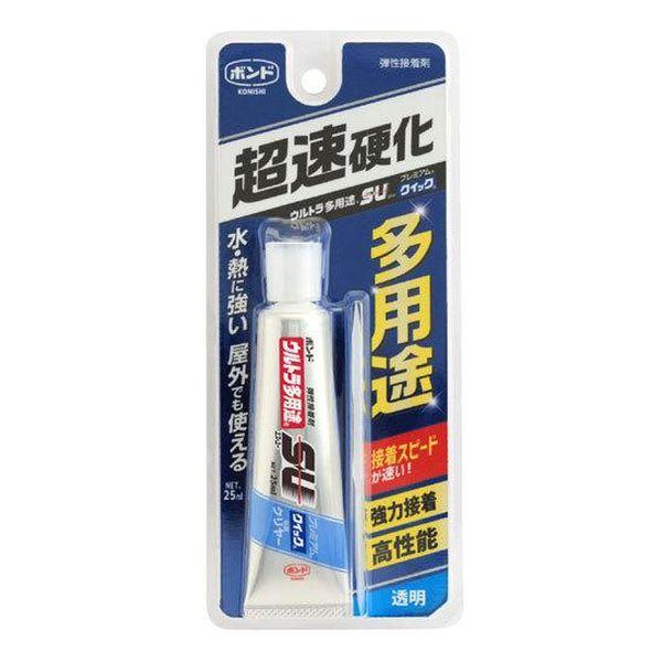 【特徴】●超速硬化で接着スピードが速い。●水・熱に強いので、屋外でも使える。●硬化後は弾力性のあるゴム製なので、衝撃を吸収し、ショックに強い。●無溶剤で環境に優しい。●硬化時間目安：固定1〜2分→実用強度30分→完全硬化12時間（※アクリル...