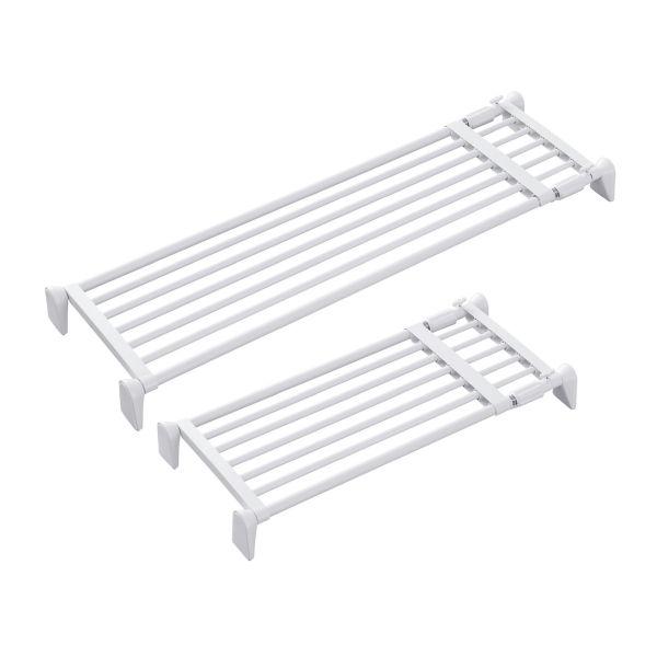 空間を有効活用できる超強力伸縮ワイド棚です。サイズ：幅750-1150×奥行330×高さ95mm重量：2.1kg材質：【パイプ】鋼(塩化ビニル樹脂)、【樹脂部】ABS樹脂・EVA樹脂、【ねじ類】鋼(めっき)取付幅：75-115cm取り付け幅...