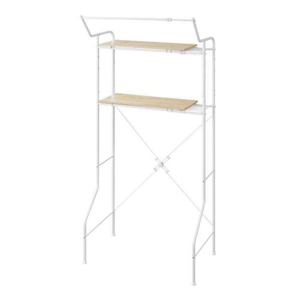 ハンガーバー付きのシンプルなデザインのスタイルランドリーラック。ハンガーバーはバスマットやバスタオル、洗濯物のちょい干し、ちょい掛けなどに便利。設置場所に合わせてサイズ調節ができる幅伸縮タイプです。インテリアに馴染む木目調の棚板は、ランドリ...