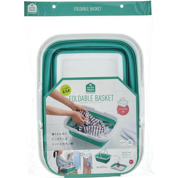 薄くたためてたっぷり入るハンドル付洗い桶。たっぷり8.5Ｌ。ハンドル付。●耐冷温度／−10℃●耐熱温度／60℃●容量／8.5Ｌ●耐荷重／8.5kg （ハンドル部分）、使用時：38×28.5×16.5cm（ハンドル含む）　折りたたみ時：38×...