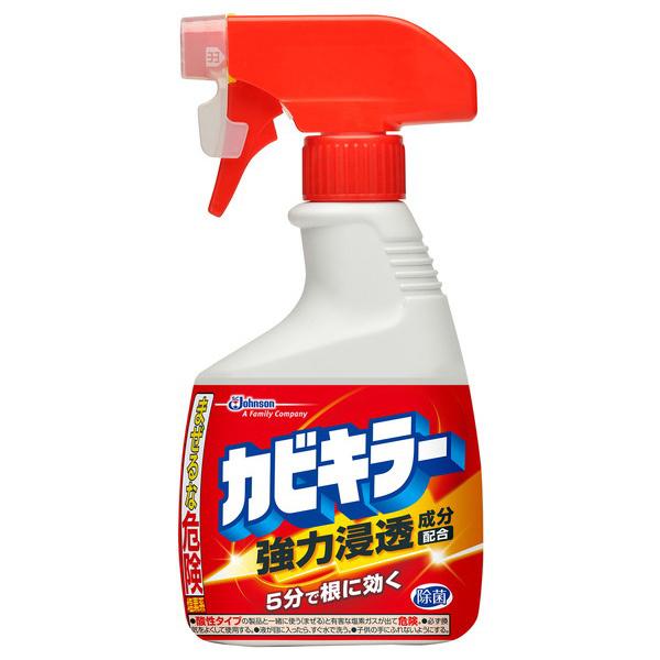 カビキラー独自の強力浸透成分配合で、カビの根の奥の奥まで強力浸透！ゴムパッキンの黒カビまでスッキリ落とすノズルの「出」をキチンと黄色部品中央の溝にあわせる。カビ汚れから約１５センチ離して直接スプレーする数分後、水で充分洗い流す。使用後はノズ...