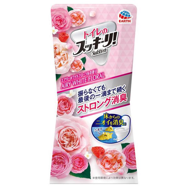 3つの消臭剤配合でトイレのニオイをトリプルストロング消臭する、トイレ用置き型消臭芳香剤。エアリーホワイトフローラルの香りです。●最初の1滴から最後の1滴まで強力消臭、しっかり香ります。（1）スッキーリ方式：消臭芳香液を上から供給するため、ボ...