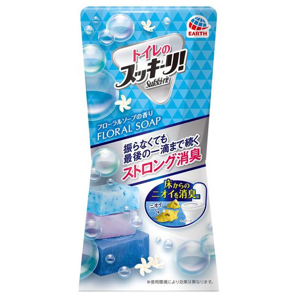 3つの消臭剤配合でトイレのニオイをトリプルストロング消臭する、トイレ用置き型消臭芳香剤。フローラルソープの香りです。●最初の1滴から最後の1滴まで強力消臭、しっかり香ります。（1）スッキーリ方式：消臭芳香液を上から供給するため、ボトルを振ら...