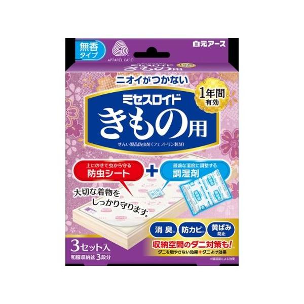 ニオイがつかない無香タイプの防虫シートと収納空間内を最適な湿度にコントロールする調湿剤のセットです。消臭※・防カビ※・黄ばみ防止・収納空間のダニ対策※もできます。３セット入り。１年間有効。※調湿剤の効果仕様・注意事項内容量：3組サイズ：幅1...