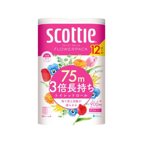たっぷり使えて取り替えの手間を軽減。省スペース化で保管もスッキリ。家庭用トイレホルダー適応サイズ。くつろぎの花の香りつき。独自のふんわりキープ長巻製法によるやわらか長持ちロール。※スコッティフラワーパック12ロール(ダブル)との比較入数：1...