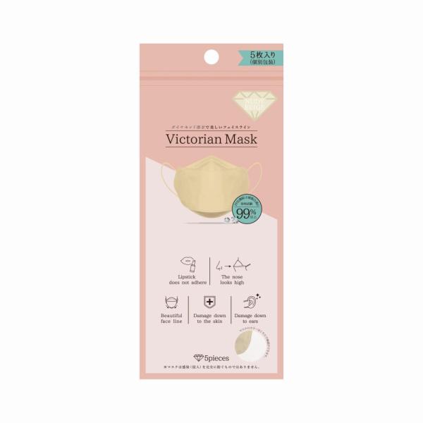 Victorian Mask/ヴィクトリアンマスク アプリコットピンク●３段の形状により口元の空間を確保。従来の不織布マスクよりも息がしやすい形状です。肌に触れる面が少ないので、化粧が付着しにくく、肌荒れもしにくい。●３パーツに分かれてた形...