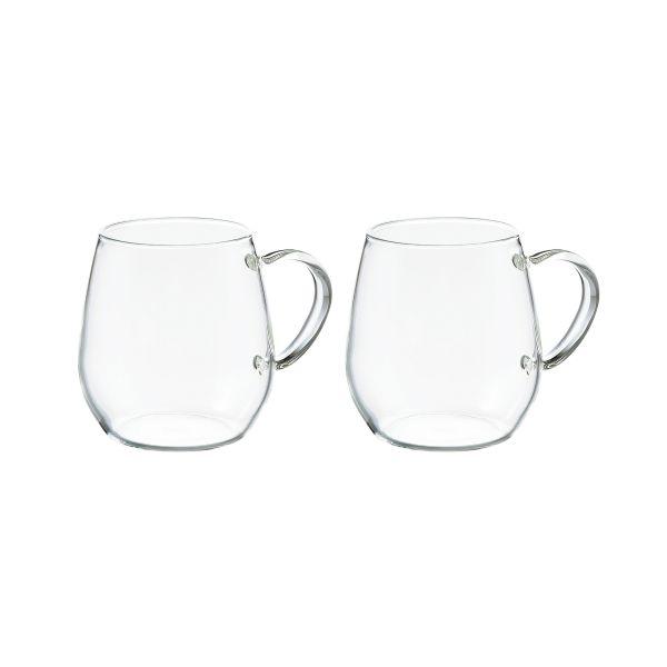 ラウンド型のデザインで香りも愉しめる耐熱ガラス製マグカップ、お買い得2個セット。ラウンド型デザインのマグカップは飲みやすく、香りも愉しみやすい形状です。耐熱ガラス製なので熱湯抽出や、電子レンジでの温め直しも可能です。飲み物の他、スープカップ...