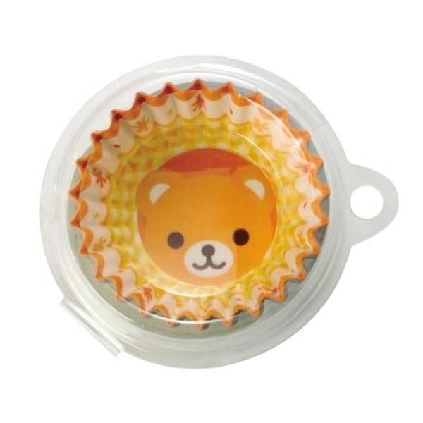 おかずを食べきると動物が見えてくる、かわいい弁当用おかずカップ。　うさぎ（ピンク）、ペンギン（ブルー）、クマ（イエロー）、カエル（グリーン）の４柄展開です。電子レンジ使用可能。サイズ：約高さ27mm　直径(底面)約40mm30枚入り