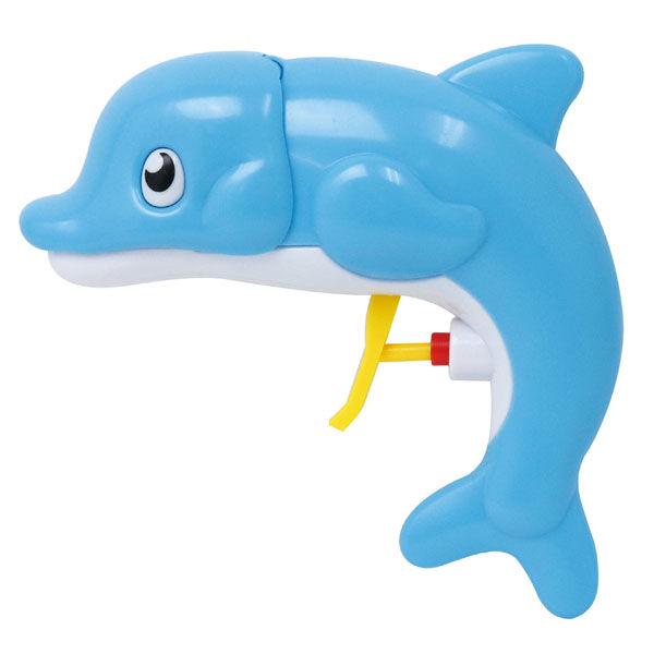 引き金を引くとパクパク口を開くかわいいイルカの水てっぽう！サイズ：全長約150mm タンク容量：約50cc最大飛距離：約5m