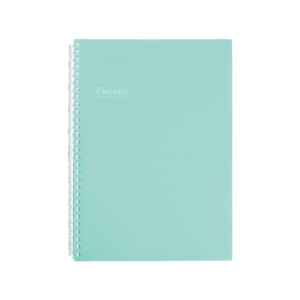 ●オモテ表紙・ウラ表紙／ポリプロピレン、とじ具／ポリカーボネート（透明）、リーフ／上質紙●ツイストノートに人気のパステルカラーが登場。●罫線：Ｂ罫６ｍｍ×３６行＊最大収容枚数：４０枚