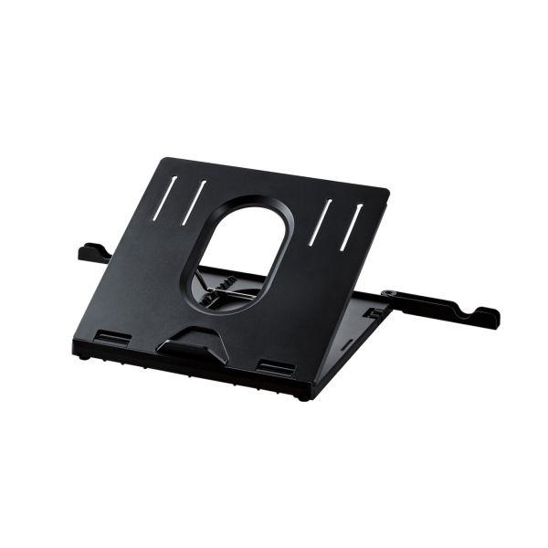 ノートPCの画面部分を上げ目線をあげることできPC作業時の姿勢を改善することができる、8段階角度調整機能付の折りたたみ式ノートPCスタンドです。