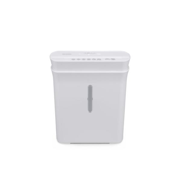 クロスカットタイプで、細断サイズが約5×37mmと細かくカット。機密情報のセキュリティにおすすめです。一度に投入できる最大細断枚数は8枚です。ダストボックス容量約8.9Lで、ゴミ捨ての回数を減らせます。インテリアに調和するシンプルなデザイン...