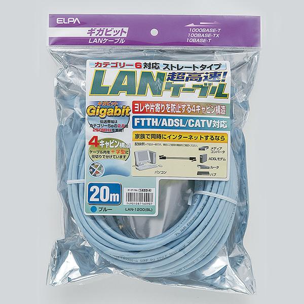 lANケーブル●FTTH・ADSl・CATV対応●カテゴリ6準拠仕様・注意事項■8極8芯用■カラー：ブルー■ケーブル長：20m