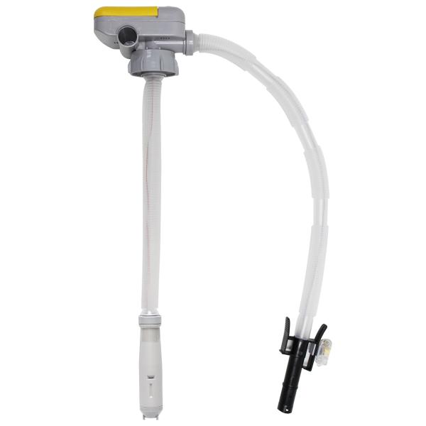 灯油タンク直付毛タイプの電動式灯油ポンプ。手元にＬＥＤライトが付いており暗い場所での作業も安全。