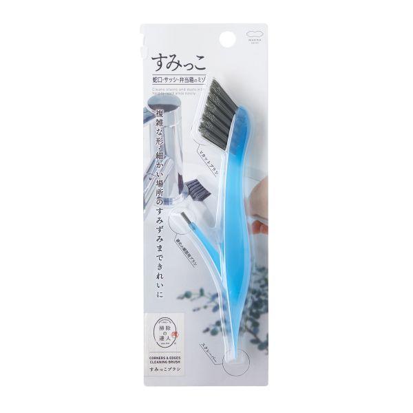 角度のついた植毛とVカットブラシですみずみまで届く。柄の細部用ブラシで細やかなミゾをキレイにできる。柄の端にはシールなどをはがせるスクレーパー付き。サイズ：W21×D36×H200mm