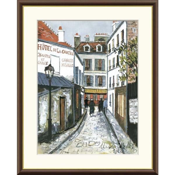 ■作品名：ベルヴィルの通り■作者：モーリス・ユトリロ｜Maurice Utrillo■サイズ（額外寸）：42×34cm（F4サイズ）■サイズ（絵寸）：31×23cm■本紙：新絹本■額材質：樹脂製■金装飾付【作者】モーリス・ユトリロ1883-...