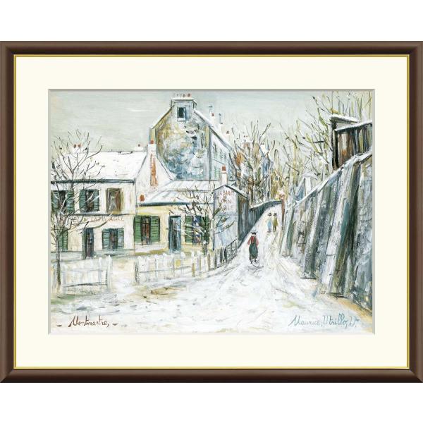 ■作品名：冬のラパン・アジル■作者：モーリス・ユトリロ｜Maurice Utrillo■サイズ（額外寸）：42×34cm（F4サイズ）■サイズ（絵寸）：31×23cm■本紙：新絹本■額材質：樹脂製■金装飾付【作者】モーリス・ユトリロ1883...