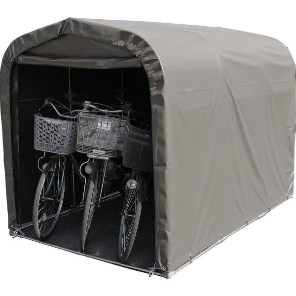 【メーカー直送品】【用途】自転車・タイヤ・灯油缶・様々な収納【特徴】・組立簡単で、便利な収納庫・色:スーパーブラウン・サイズ:間口1.56×奥行2.2×高さ1.65m・パイプ径:19.1mm・アーチ本数:4本・仕様:前後幕付き、3台用・材質...