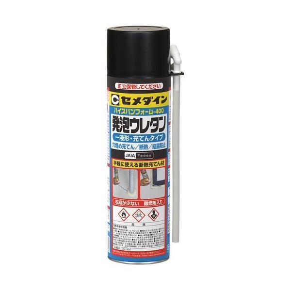 《メーカー》セメダイン（株）《品番》SE-118《特長》●エアゾール式1液発泡ウレタンの充填タイプです。●約3倍に発泡します。●配管部のすきま充填・断熱・結露防止に最適です。●日本接着剤工業会 JAIA F☆☆☆☆規格品です。《用途》●配管...