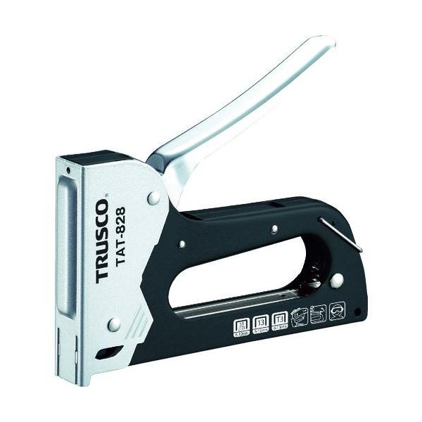 《メーカー》トラスコ中山（株）《品番》TAT-828《特長》●主要メーカーの複数サイズの針が使用可能な手打ちタイプのタッカです。《用途》●ポスター貼りや各種補修、装飾作業に。《仕様》●全長(mm):165●高さ(mm):115●針装填数(本...