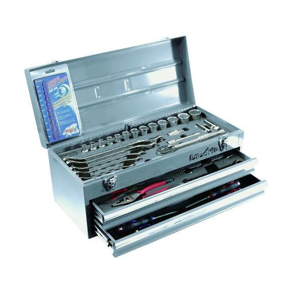 《メーカー》スエカゲツール（株）《品番》TE-440S《特長》●トルクフルな作業が要求される中・大型車、また足回りなどの作業に最適です。●差込角12.7ミリのベーシックセット。●ツールボックスの2段引出しはベアリング式。《用途》●自動車、バ...