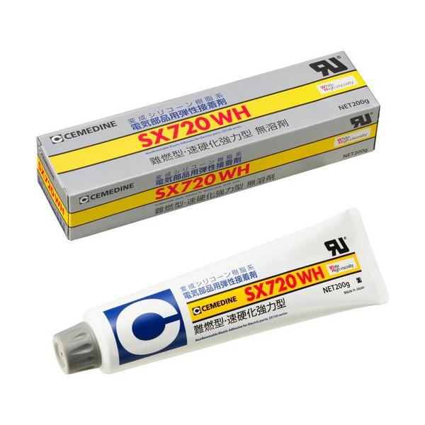 《メーカー》セメダイン（株）《品番》AX-213《特長》●難燃タイプ（UL94V-0認定）の接着剤です。●一液常温湿気硬化型弾性接着剤です。●初期立ち上がりが速く、耐久性に優れます。●シロキサンフリーです。《用途》●コンデンサー、コイルなど...