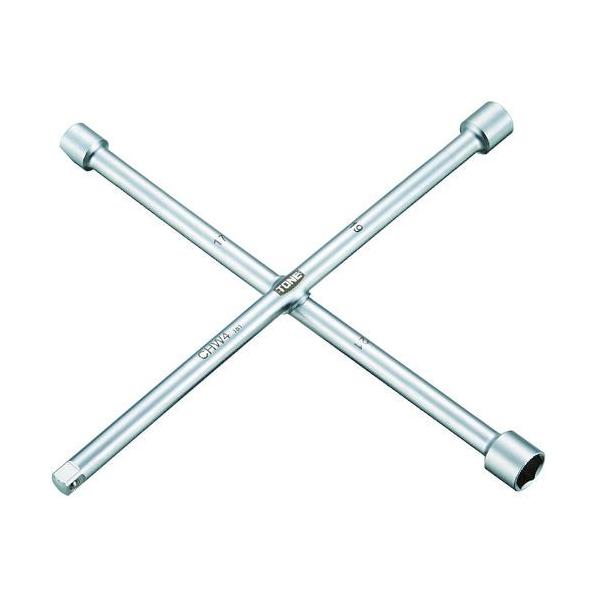 《メーカー》ＴＯＮＥ（株）《品番》CHW4《特長》●3サイズと差込角12.7mmが付いたクロスレンチです。《用途》●自動車等のタイヤ交換に。《仕様》●差込角(mm):12.7●対辺寸法(mm):17、19、21●全長(mm):400●全幅(...