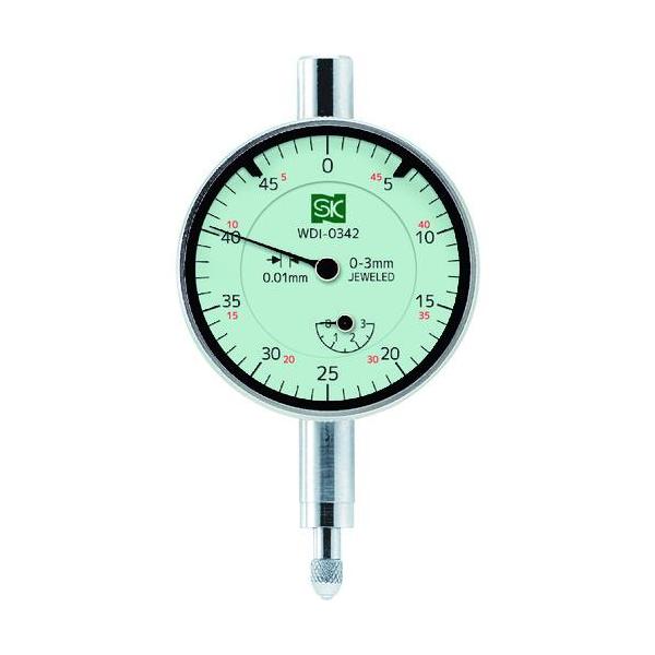 《メーカー》新潟精機（株）《品番》WDI-0342《特長》●精度保証のため、検査時の数値を記した検査表付です。●リミット針を装着です。●軸受部に宝石軸受を使用しています。●目盛板は緑色です。●裏フタは、平タイプと耳金付タイプの2種類を付属し...
