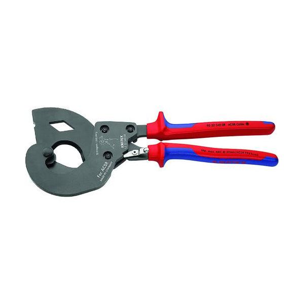 《メーカー》ＫＮＩＰＥＸ社《品番》9532-340SR《特長》●2段階ギヤドライブで簡単に切断できます。●非常に高いテコ比により、少ない力で作業できます。●固定側ハンドルのつば部分は地面に置いて切断する際のサポートになります。《用途》●鋼心...