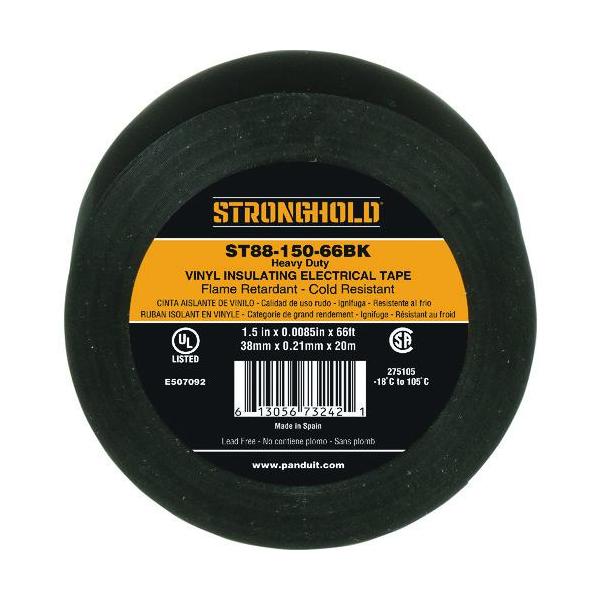 《メーカー》ストロングホールド《品番》ST88-150-66BK《特長》●耐熱・耐寒・難燃性のヘビーデューティグレードのビニールテープです。《用途》●電気配線工事における600Vまでの一次電気絶縁用に。●各種配線の結束、固定、識別に。《仕様...