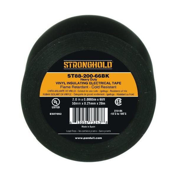 《メーカー》ストロングホールド《品番》ST88-200-66BK《特長》●耐熱・耐寒・難燃性のヘビーデューティグレードのビニールテープです。《用途》●電気配線工事における600Vまでの一次電気絶縁用に。●各種配線の結束、固定、識別に。《仕様...