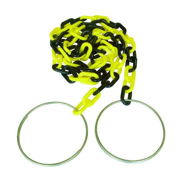 《メーカー》（株）ニッサチェイン《品番》C-255《特長》●持ち運びが便利です。●折りたためるのでかさばりません。●コーン用のステンレス製リング付チェーンです。《用途》●カラーコーンに掛ける間仕切り用チェイン。《仕様》●色:イエロー/ブラッ...