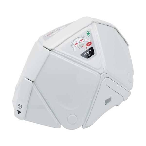 《メーカー》ミドリ安全（株）《品番》TSC-10N-W《特長》●3.3cmの薄さで場所を取らず備蓄に最適です。●災害時でも安心・信頼の国内生産です。●ロックを解除し、両端から押すとヘルメットの形になります。●折り畳み時のボタンが外側になり、...