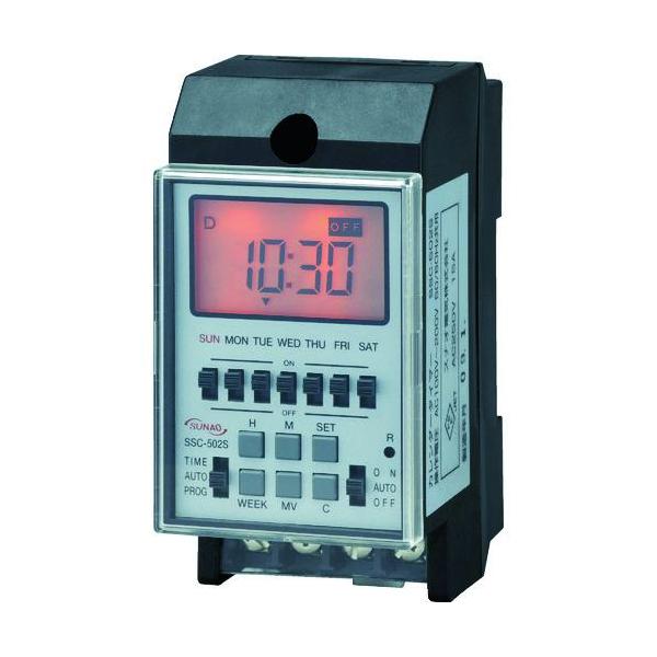 《メーカー》スナオ電気（株）《品番》SSC-502S《特長》●一週間の中で毎日異なった時間のON-OFF制御が可能です。●一週間の中で長時間のON-OFF制御が可能です。●RoHS指令対応品です。《用途》●工場に。（ボイラー自動運転、電気炉...