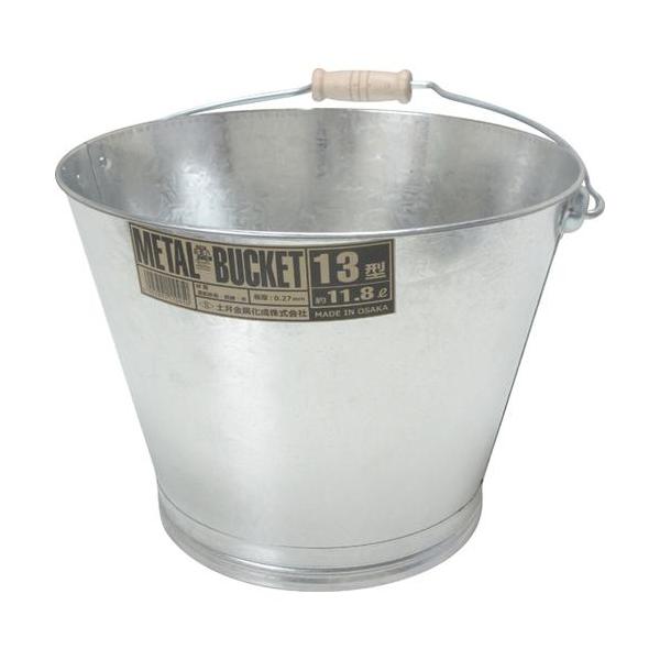 《メーカー》土井金属化成（株）《品番》TKBK-13N《特長》●トタン製なので強くて丈夫なバケツです。《用途》《仕様》●容量(L):11.8●間口(mm):325●奥行(mm):327●高さ(mm):235《仕様２》●取っ手部:木柄　底部:...