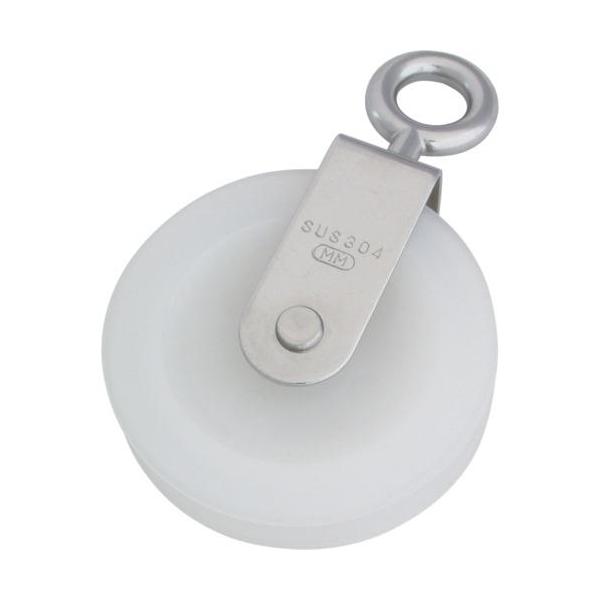 《メーカー》（株）水本機械製作所《品番》B-1339《特長》●軽量の滑車です。《用途》●ロープ用調整滑車として。《仕様》●基本使用荷重(t):0.02●最大使用ロープ径(mm):9●車数:1●車径(mm):66●車溝幅(mm):9●寸法(m...