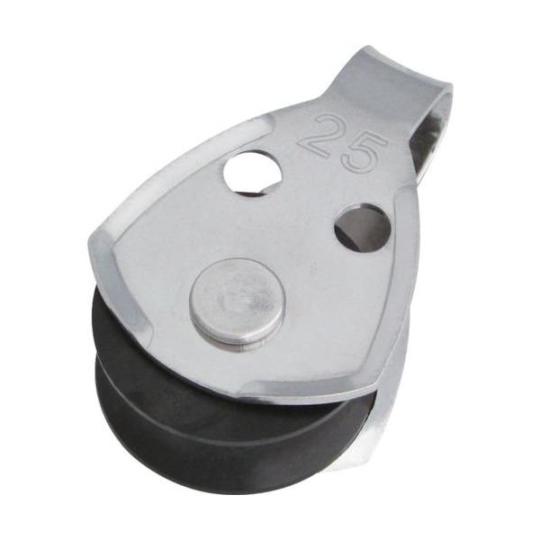 《メーカー》（株）水本機械製作所《品番》B-1425《特長》●小型・軽量の滑車です。《用途》●ロープ用調整滑車として。《仕様》●基本使用荷重(t):0.03●最大使用ロープ径(mm):7●車数:1●車径(mm):25●車溝幅(mm):7.5...