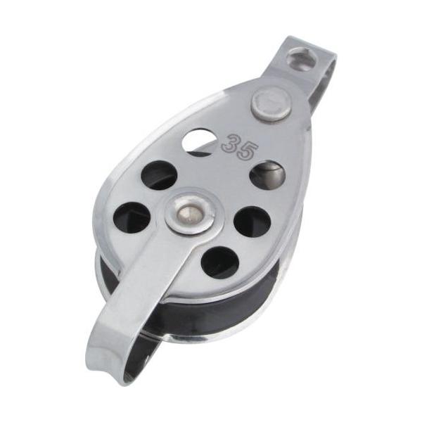 《メーカー》（株）水本機械製作所《品番》B-1430《特長》●小型・軽量の滑車です。《用途》●ロープ用調整滑車として。《仕様》●基本使用荷重(t):0.05●最大使用ロープ径(mm):10●車数:1●車径(mm):35●車溝幅(mm):9....