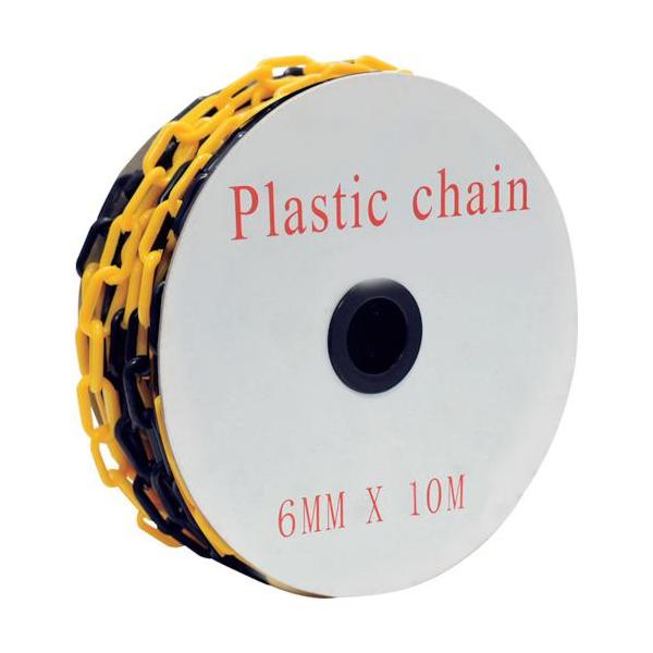 《メーカー》セーフラン安全用品（株）《品番》J2437-10《特長》●丈夫で軽量、汎用性の高い雑用プラスチックチェーンです。●工具などで簡単にカットしてご使用いただけます。●黄黒(トラ)カラーで警告を明示します。●進入禁止や注意喚起を促した...