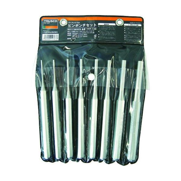 《メーカー》トラスコ中山（株）《品番》TPP148《特長》●テーパーピン、スプリングピンの抜き作業に最適です。《用途》●テーパーピン、スプリングピン等を抜く作業に。《仕様》●セット内容(mm):2.5、3.0、4.0、5.0、6.0、7.0...