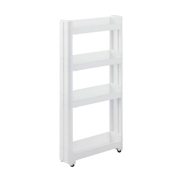 《メーカー》不動技研（株）《品番》013770《特長》●幅10.5cmのスキマが大容量収納庫になるワゴンです。●下段に2Lペットボトルであれば4本も入る収納力です。●奥行45cmは食器棚横に最適です。●よく使う調味料などを最上段まで収納でき...