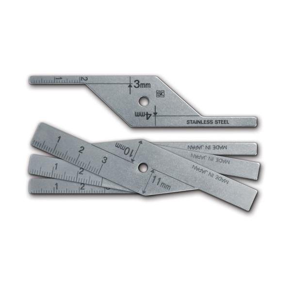 《メーカー》新潟精機（株）《品番》WRL310《特長》●ルート間隔・突合せ継手ルート間隔測定用限界ゲージです。●ゲージリーフ４枚セットです。●すきまゲージとしても利用できます。●プラスチックケース付です。●ボールチェーン付です。《用途》●ル...